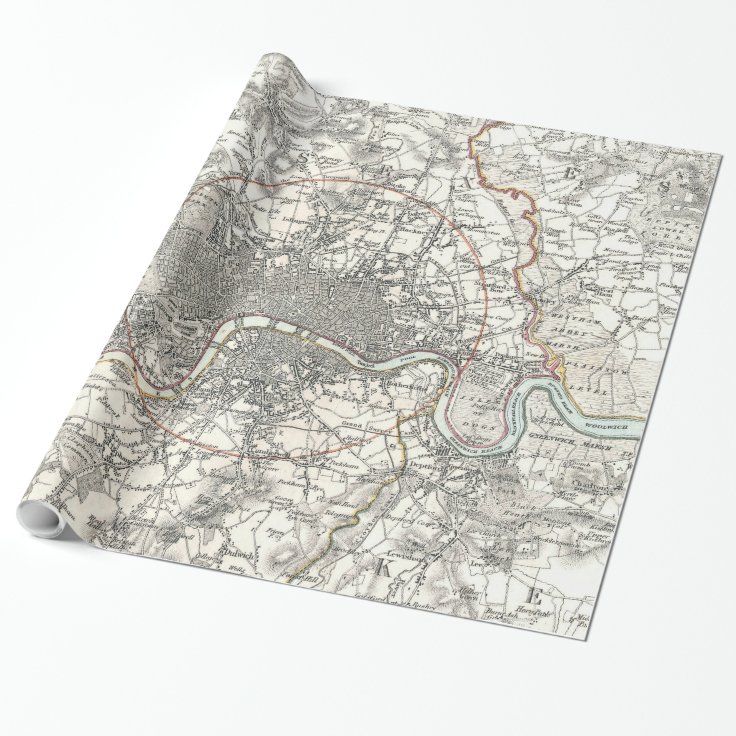 Vintage Map of London England (1832) Wrapping Paper | Zazzle