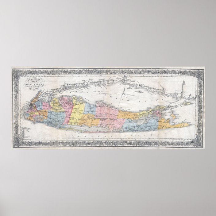 Vintage Map of Long Island New York (1857) Poster | Zazzle.com