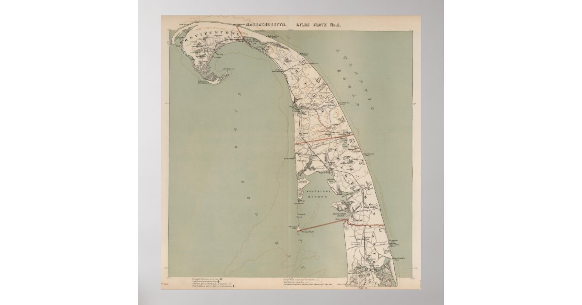Vintage Map of Lower Cape Cod (1891) Poster | Zazzle