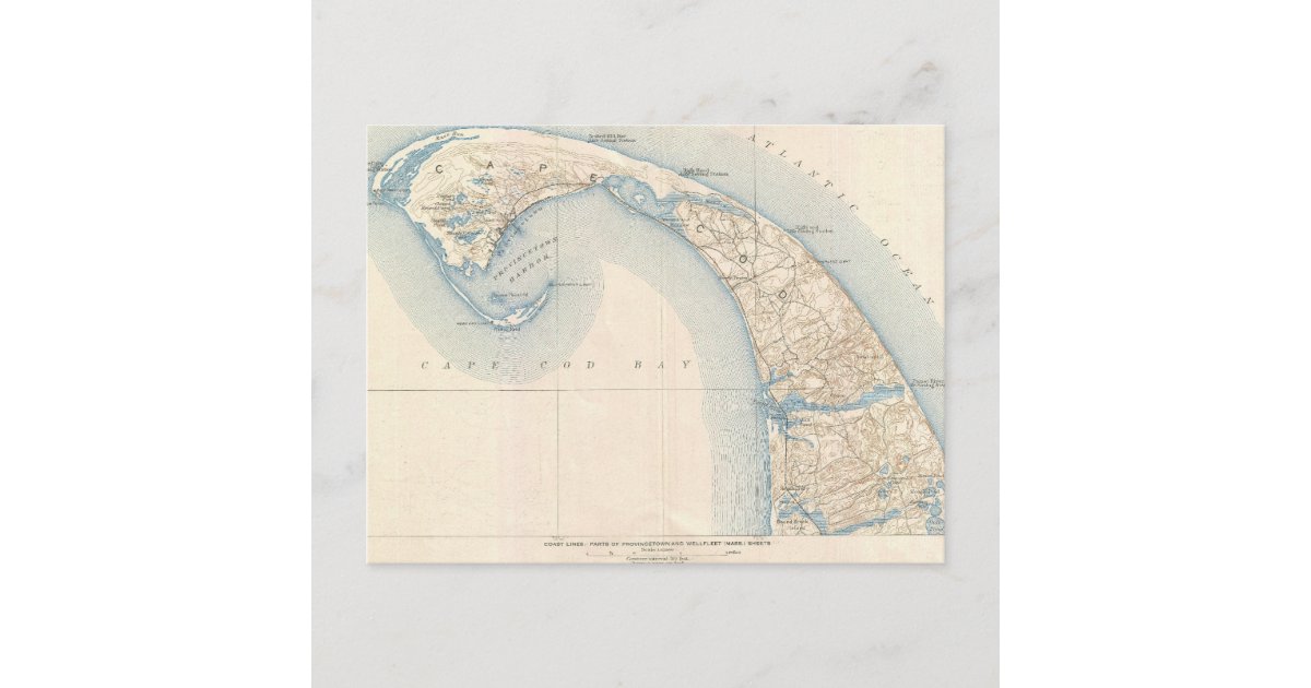 Vintage Map of Lower Cape Cod Postcard | Zazzle