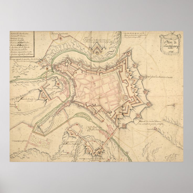 Vintage Map of Luxembourg (1686) Poster | Zazzle