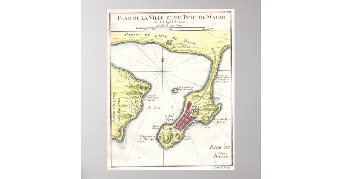 Vintage Map of Macau China (1750) Poster | Zazzle