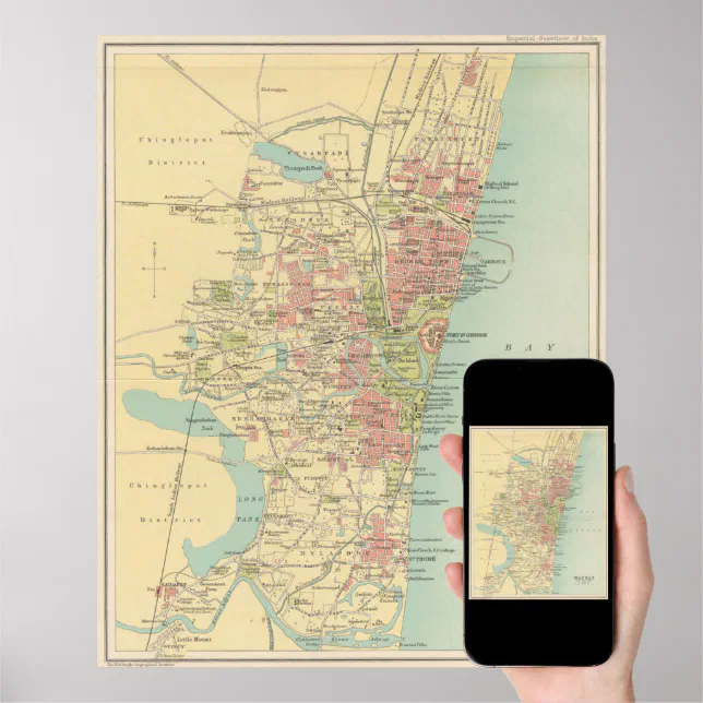 Vintage Map of Madras India (1909) Poster | Zazzle