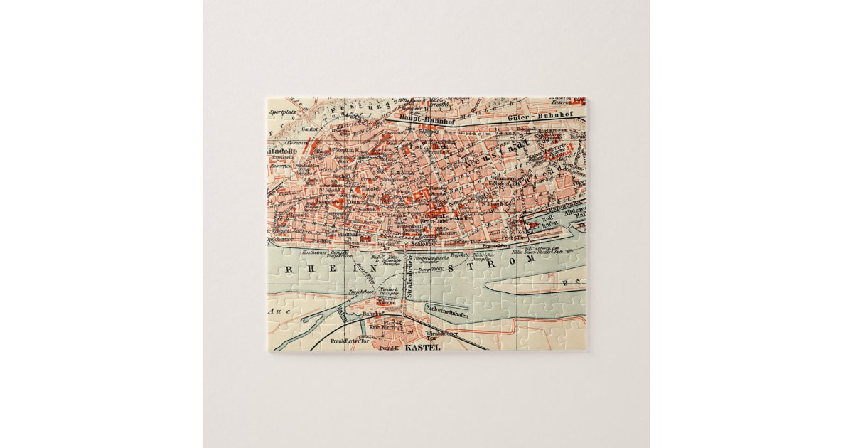 Vintage Map of Mainz Germany (1905) Jigsaw Puzzle | Zazzle
