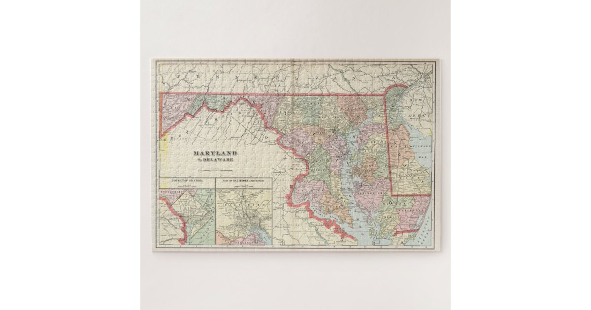 Vintage Map of Maryland (1901) Jigsaw Puzzle | Zazzle
