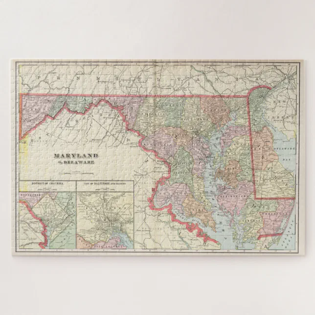 Vintage Map of Maryland (1901) Jigsaw Puzzle | Zazzle
