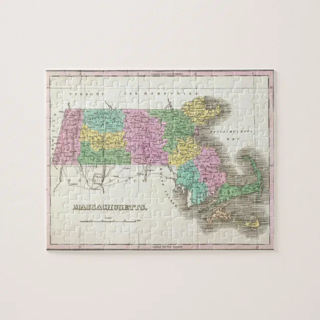 Vintage Map of Massachusetts (1827) Jigsaw Puzzle | Zazzle