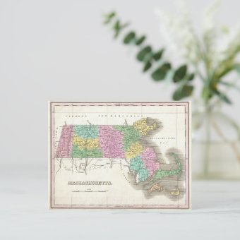 Vintage Map of Massachusetts (1827) Postcard | Zazzle