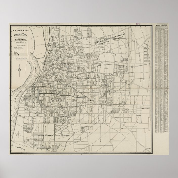 Vintage Map of Memphis Tennessee (1911) Poster | Zazzle.com