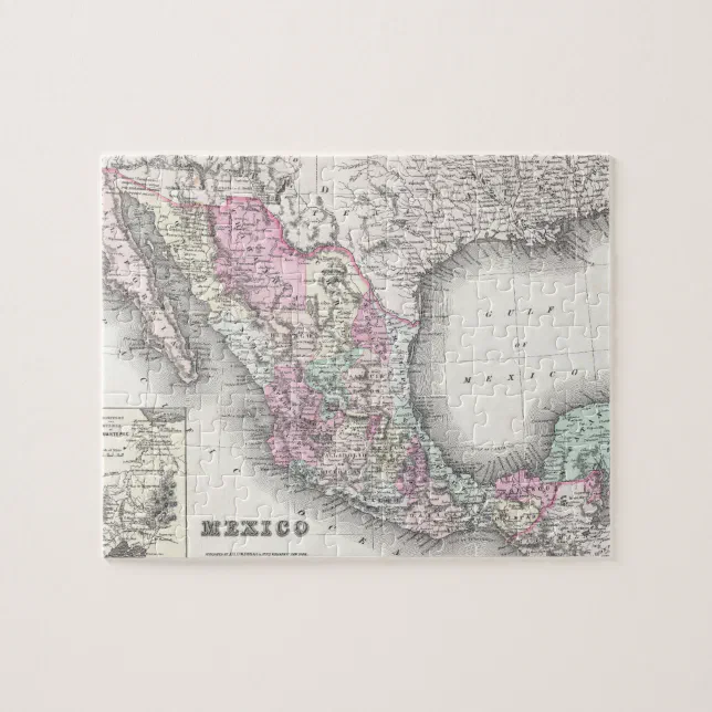 Vintage Map of Mexico (1855) Jigsaw Puzzle | Zazzle