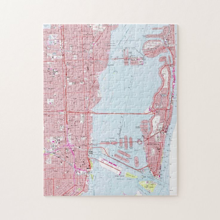 Vintage Map of Miami Florida (1962) Jigsaw Puzzle | Zazzle
