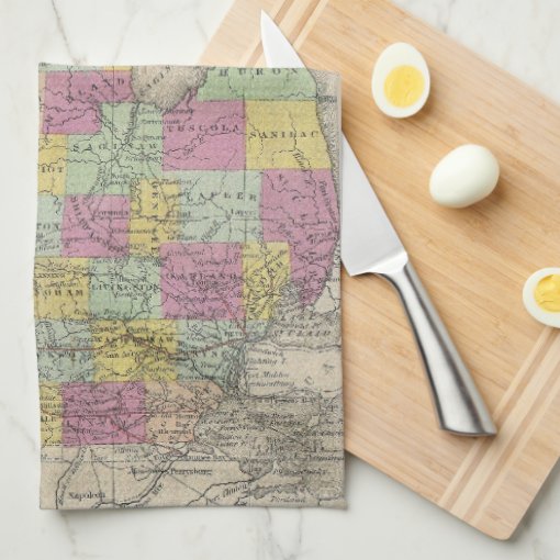 Vintage Map of Michigan (1853) Kitchen Towel | Zazzle