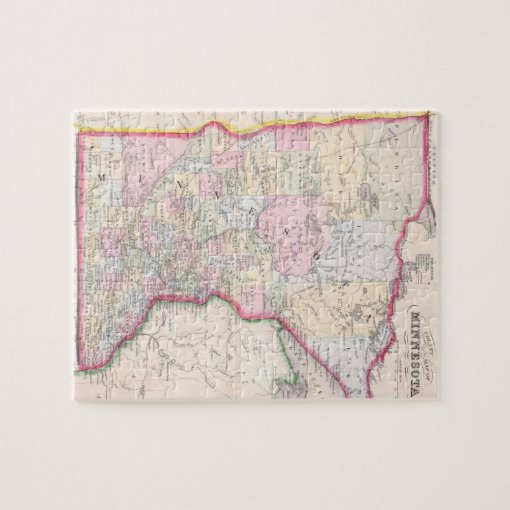 Vintage Map of Minnesota (1864) Jigsaw Puzzle | Zazzle