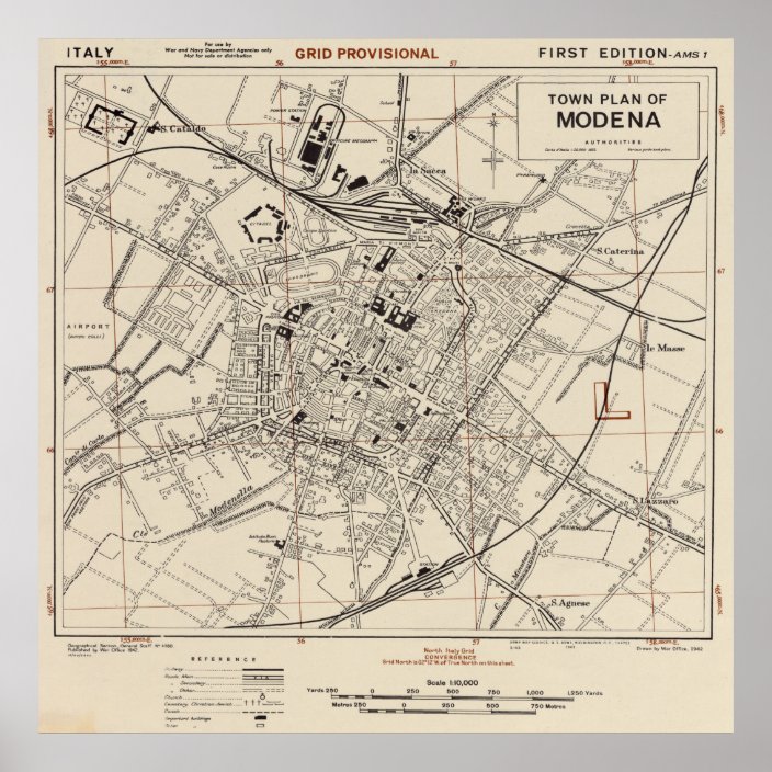 Vintage Map of Modena Italy (1943) Poster | Zazzle.com