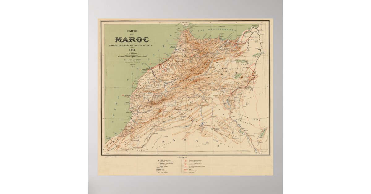 Vintage Map of Morocco (1912) Poster | Zazzle