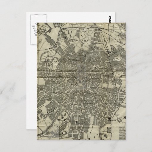Vintage Map of Moscow (1893) Postcard | Zazzle