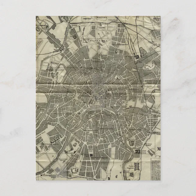 Vintage Map of Moscow (1893) Postcard | Zazzle