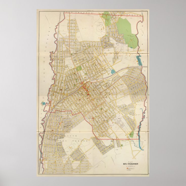 Vintage Map of Mount Vernon NY (1893) Poster | Zazzle