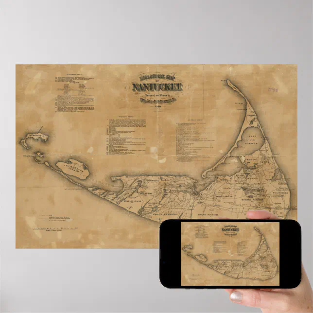 Vintage Map of Nantucket (1869) Poster | Zazzle
