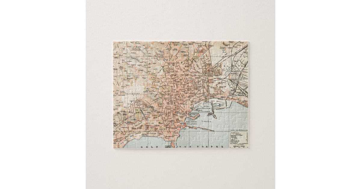 Vintage Map of Naples Italy (1897) Jigsaw Puzzle | Zazzle