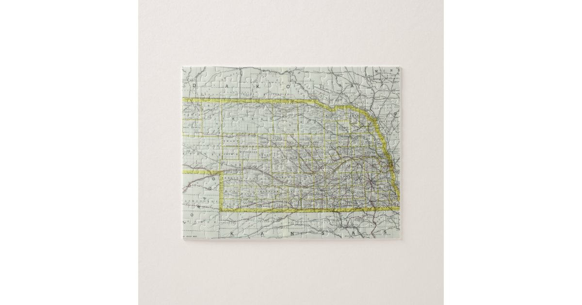 Vintage Map of Nebraska (1889) Jigsaw Puzzle | Zazzle