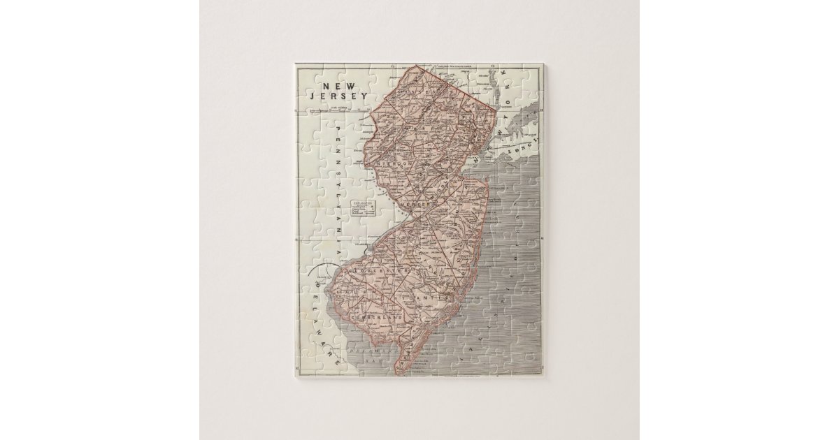 Vintage Map of New Jersey (1845) Jigsaw Puzzle | Zazzle