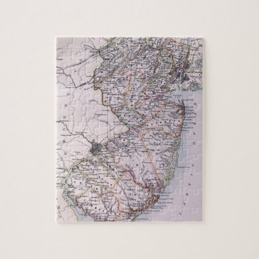 Vintage Map of New Jersey (1884) Jigsaw Puzzle | Zazzle