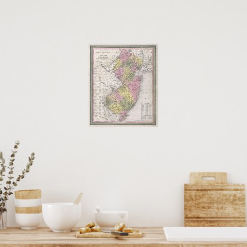 Vintage Map of New Jersey Poster | Zazzle