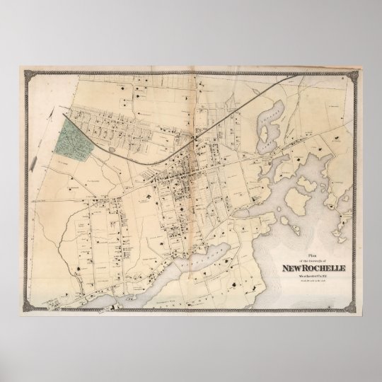 Vintage Map of New Rochelle NY (1867) Poster | Zazzle.com