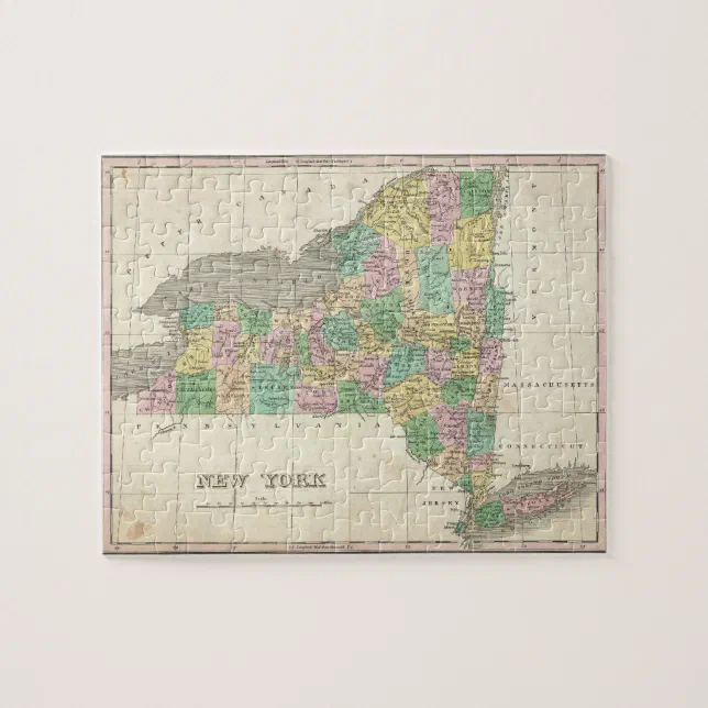 Vintage Map of New York (1827) Jigsaw Puzzle | Zazzle