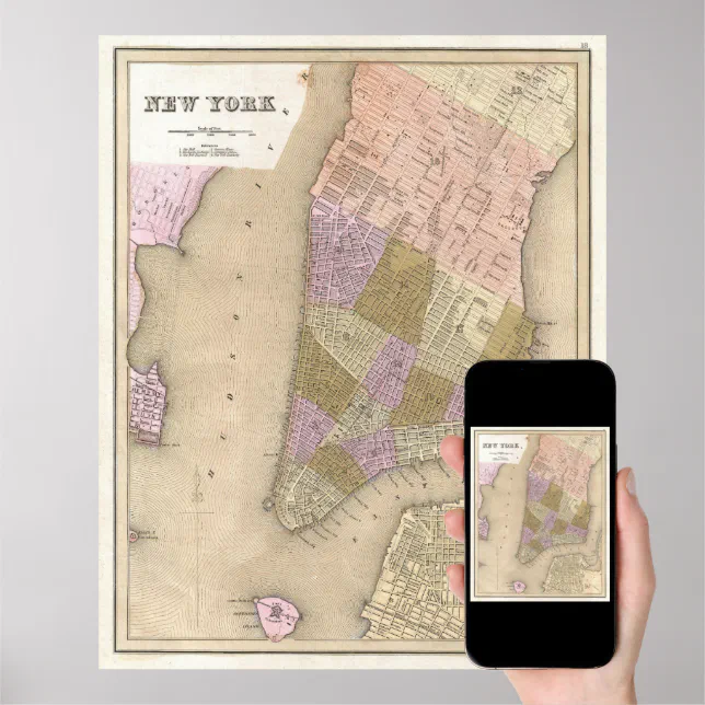 Vintage Map of New York City (1839) Poster | Zazzle