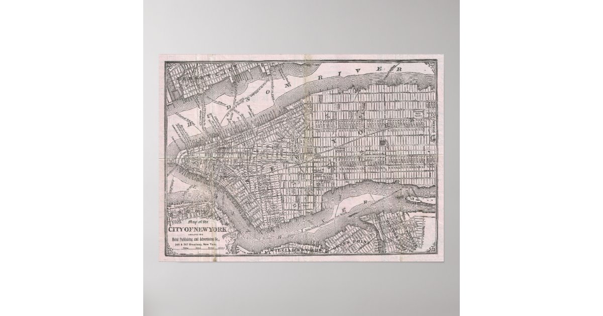 Vintage Map of New York City (1886) Poster | Zazzle