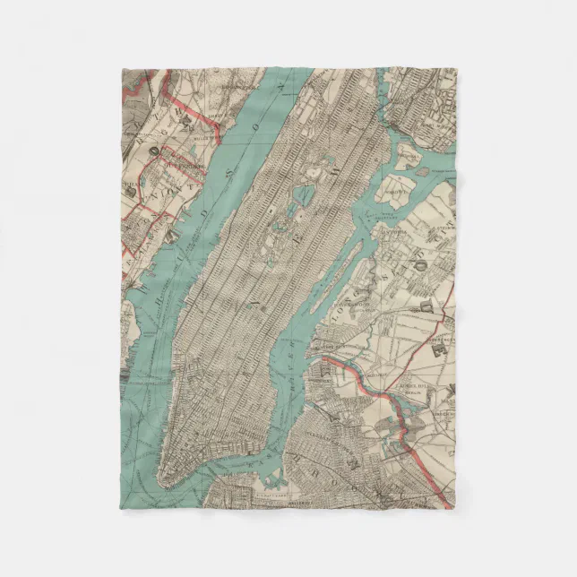 Vintage Map of New York City (1890) Fleece Blanket | Zazzle
