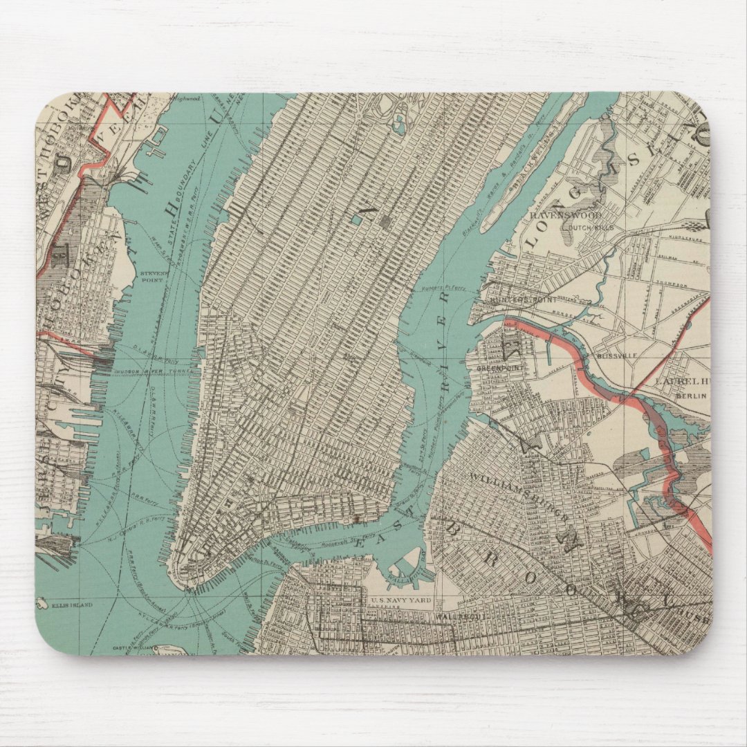 Vintage Map of New York City (1890) Mouse Pad | Zazzle