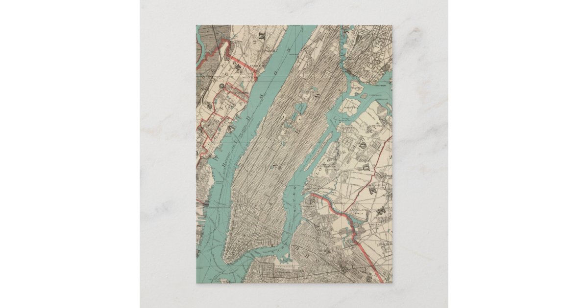 Vintage Map of New York City (1890) Postcard | Zazzle
