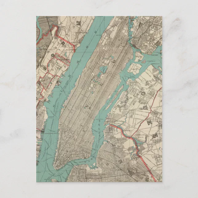 Vintage Map of New York City (1890) Postcard | Zazzle