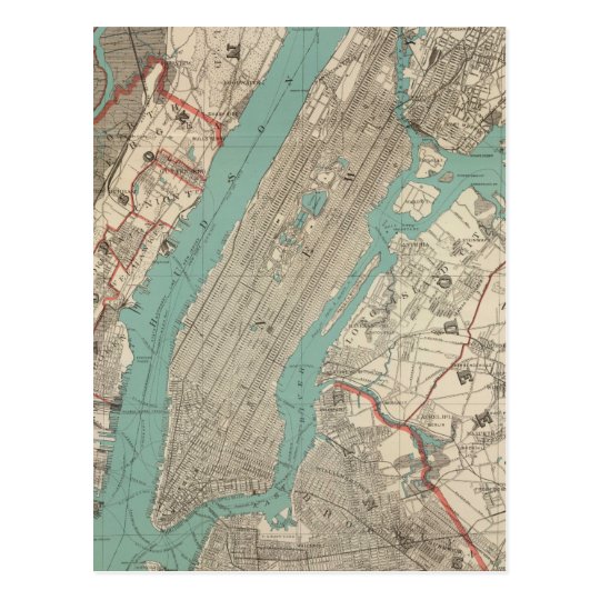 Vintage Map of New York City (1890) Postcard | Zazzle.com