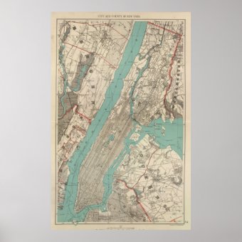 Vintage Map of New York City (1890) Poster | Zazzle