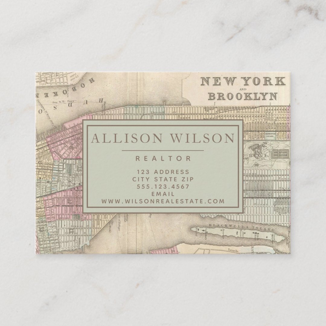 Vintage Map of New York City - Personalized Business Card | Zazzle