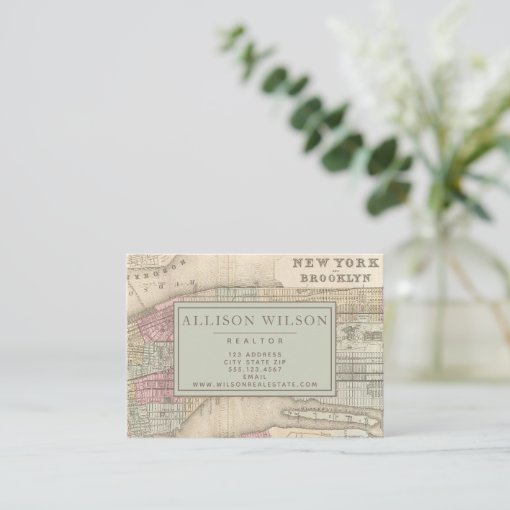 Vintage Map of New York City - Personalized Business Card | Zazzle