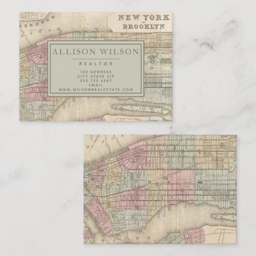 Vintage Map of New York City - Personalized Business Card | Zazzle