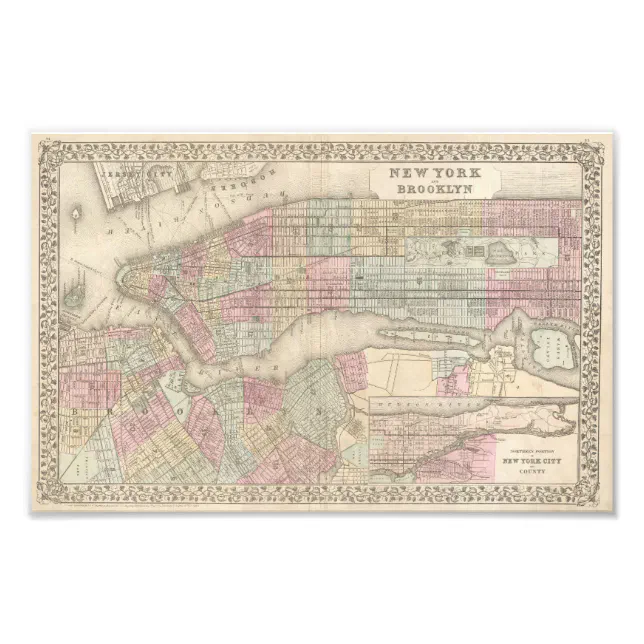 Vintage Map of New York City Photo Print | Zazzle