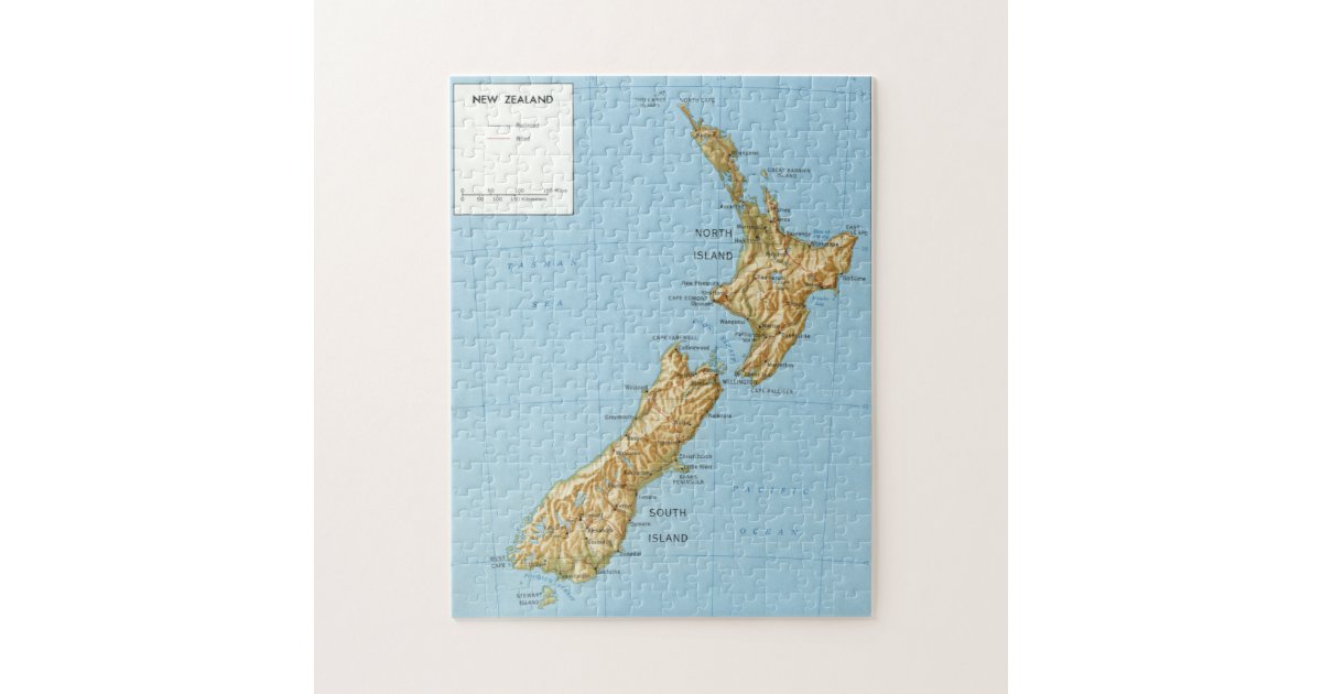 Vintage Map of New Zealand (1971) Jigsaw Puzzle | Zazzle