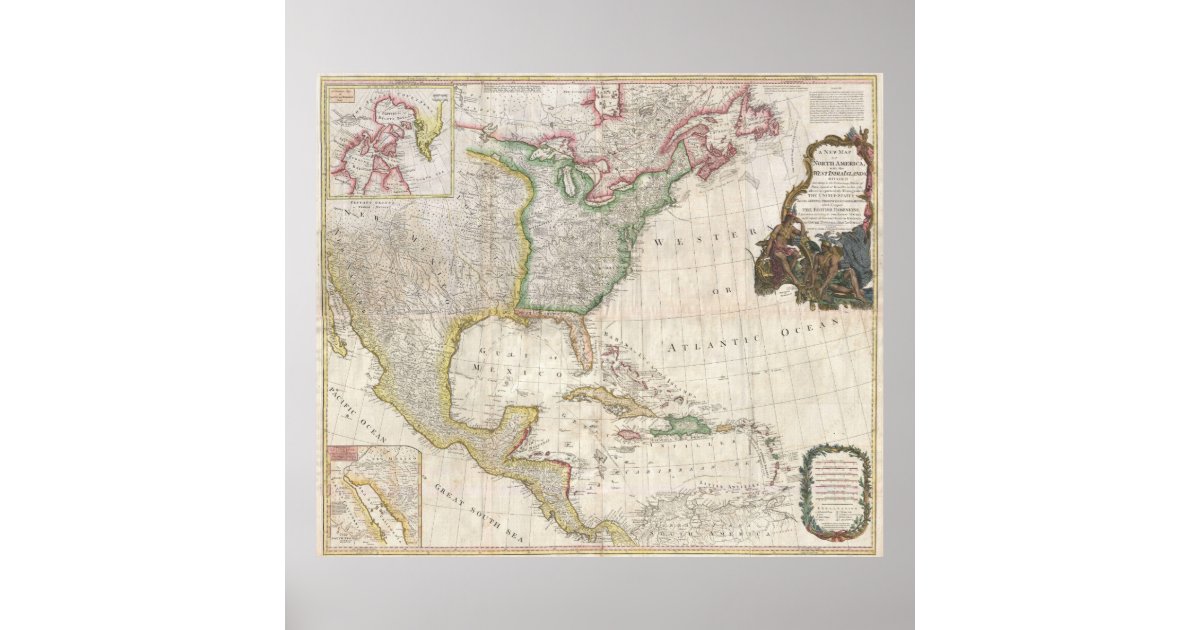 Vintage Map of North America (1794) Poster | Zazzle