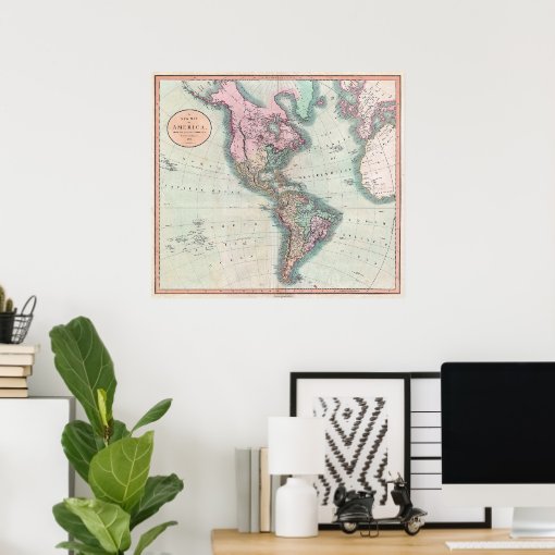 Vintage Map of North and South America 1806 Poster | Zazzle