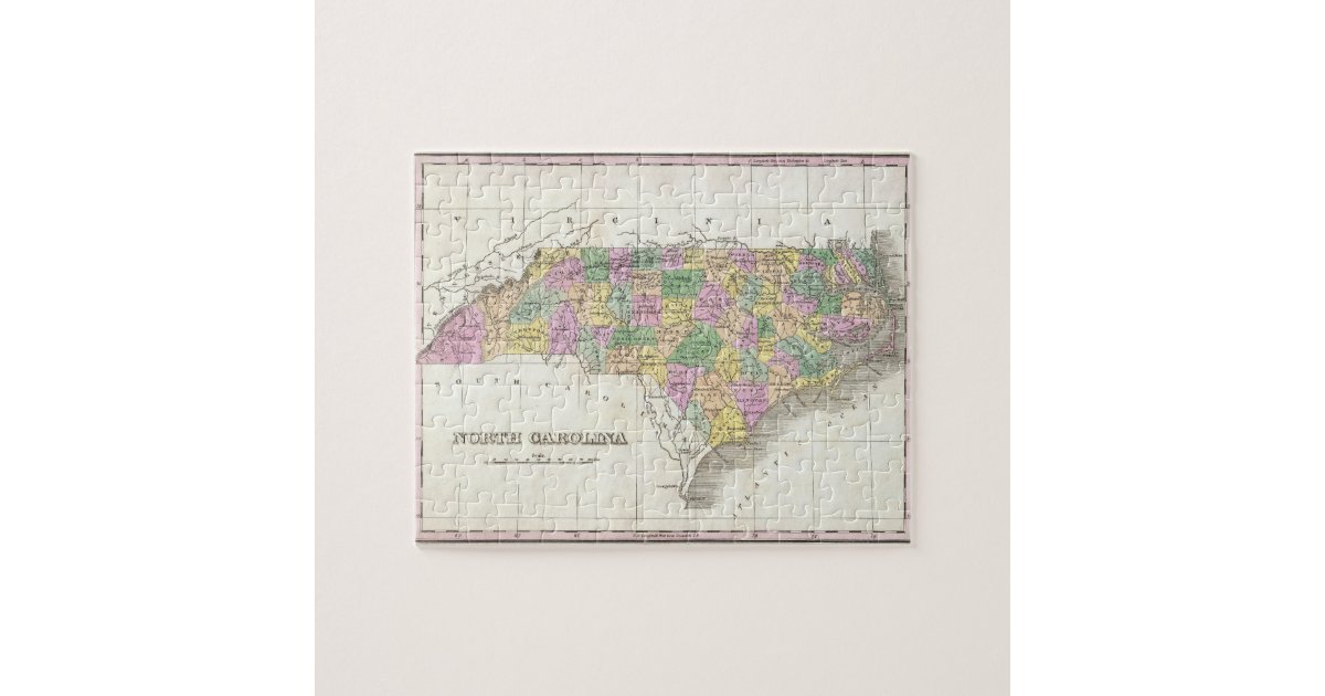 Vintage Map of North Carolina (1827) Jigsaw Puzzle | Zazzle