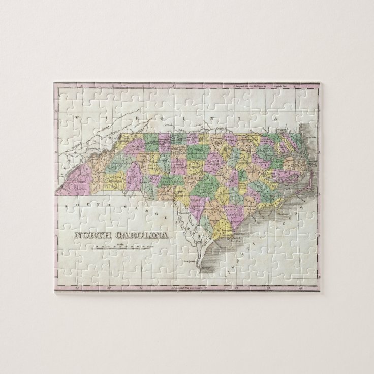 Vintage Map of North Carolina (1827) Jigsaw Puzzle | Zazzle
