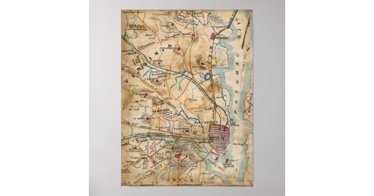 Vintage Map of Northeastern Virginia (1862) Poster | Zazzle