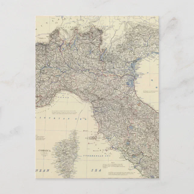 Vintage Map of Northern Italy (1861) Postcard | Zazzle