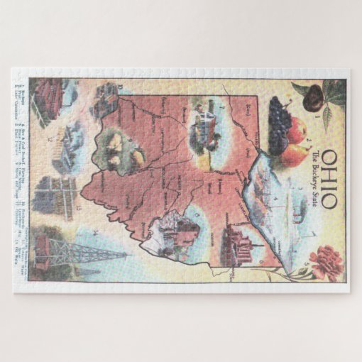 Vintage Map of Ohio (1921) Jigsaw Puzzle | Zazzle